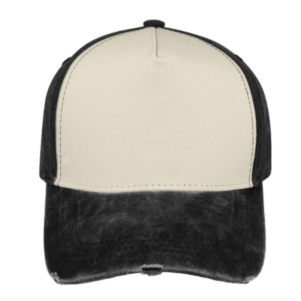Pigment Washed 5 Panel Cap | Cotton Twill Cap with Pre-Curved Peak ...