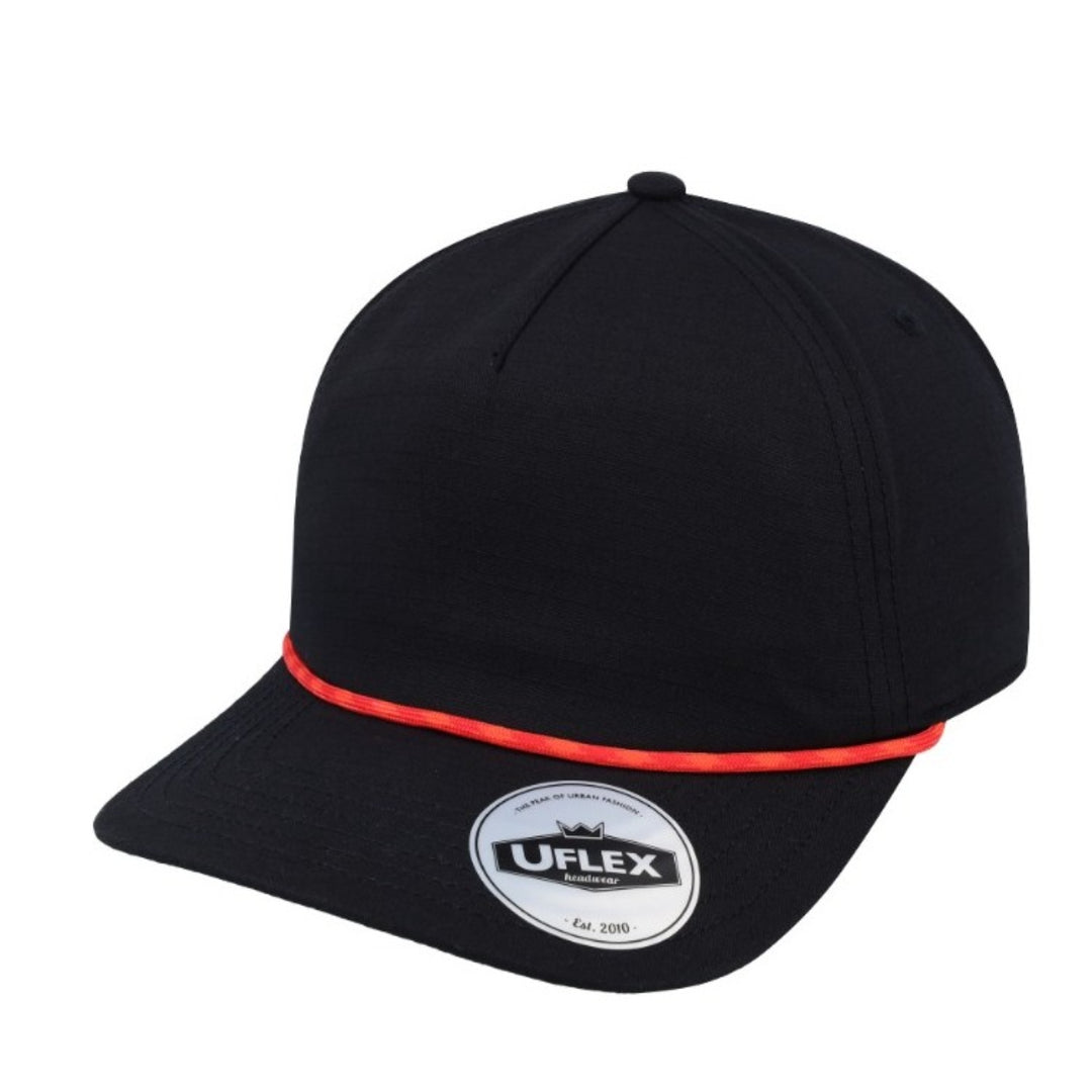 Uflex Dad Cap | 5 Panel Ripstop Cap | Semi-Curved Peak with Detail ...